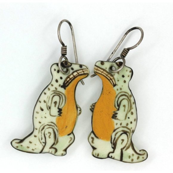 Designer | Jewelry | 925 Sterling Ceramic Godzilla Lizard Drop Dangle ...